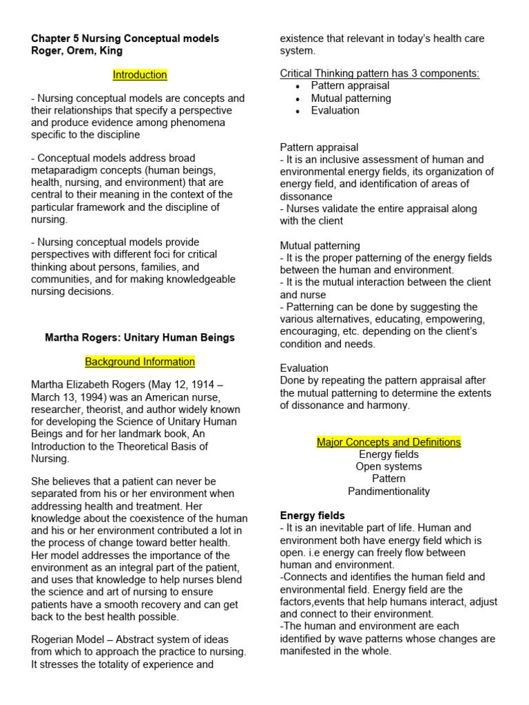 Chapter 5 TFN Nursing Conceptual Models Roger | PDF | Nursing | System
