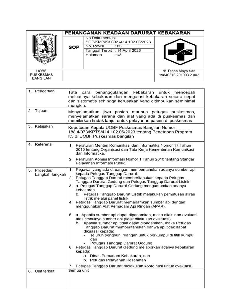 Sop K3 002 Keadaan-Darurat-Kebakaran | PDF