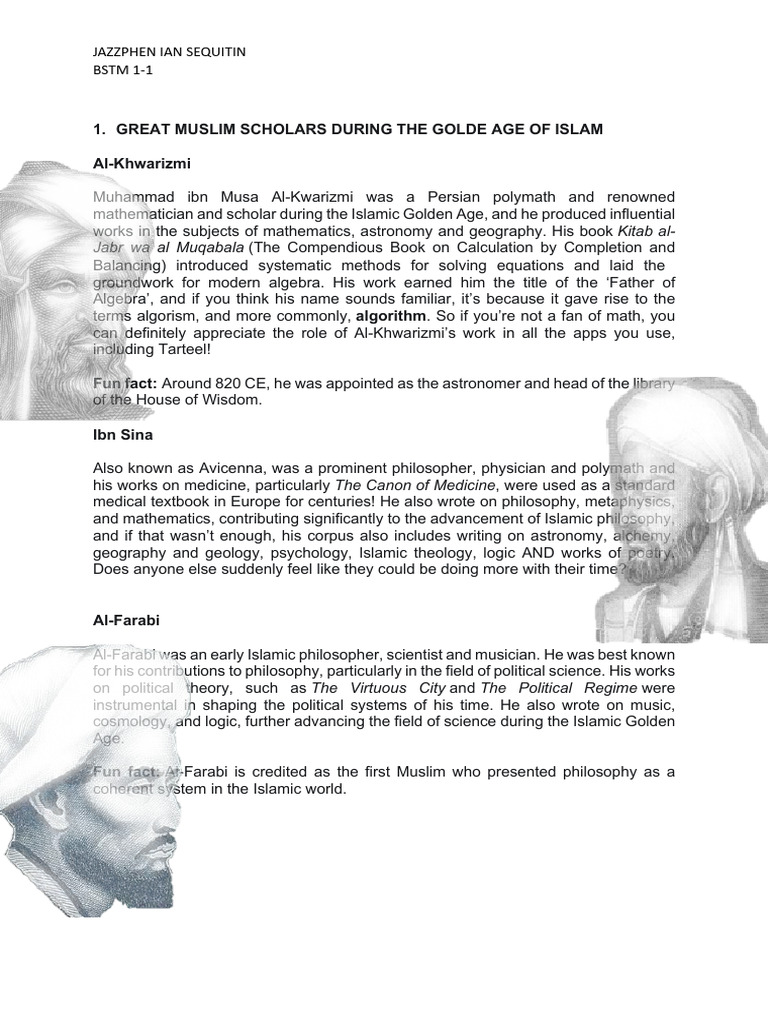 Great Muslim Scholars During The Golde Age of Islam | PDF | Mill ...