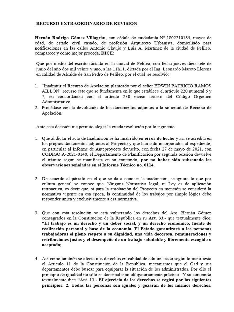 Modelo de Recurso de Revision | PDF | Gobierno | Justicia