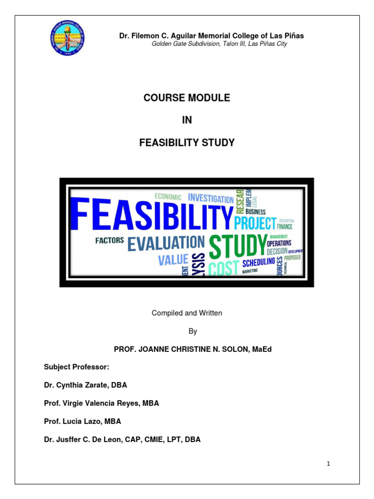 Feasibility Study Module | PDF | Sole Proprietorship | Feasibility Study
