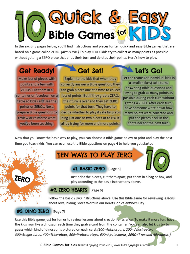 10 Quick Easy Bible Games for Kids | PDF