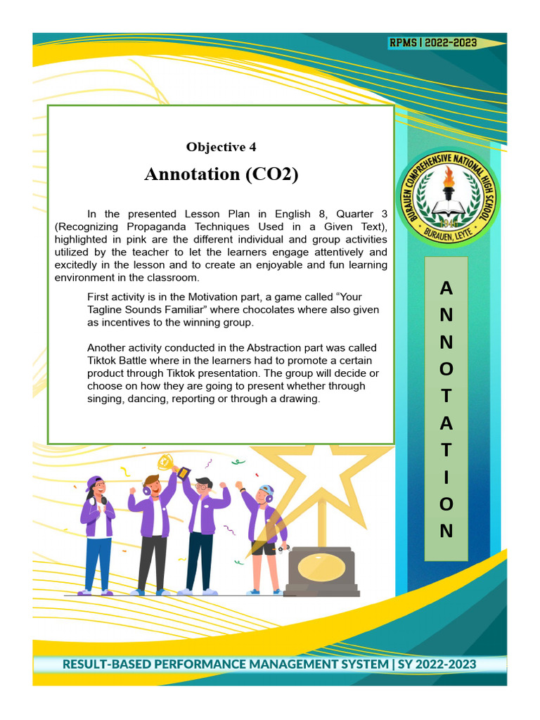 Annotation For Objective 4 | PDF | Lesson Plan | Learning