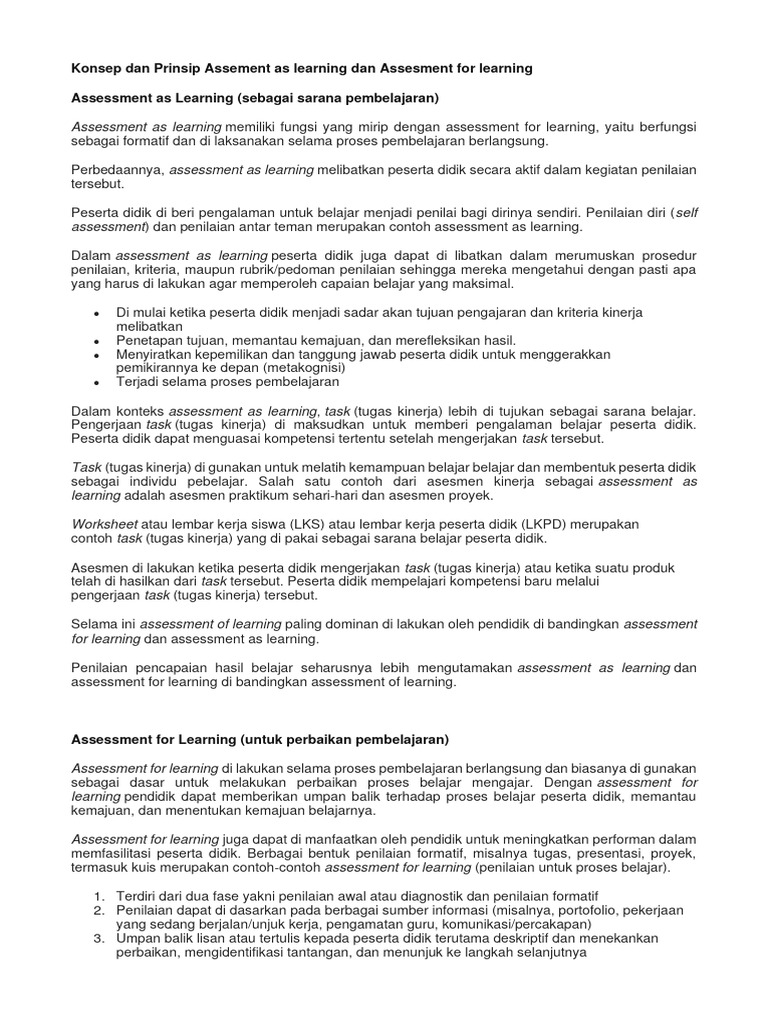 Prinsip Asesmen dalam Pembelajaran | PDF