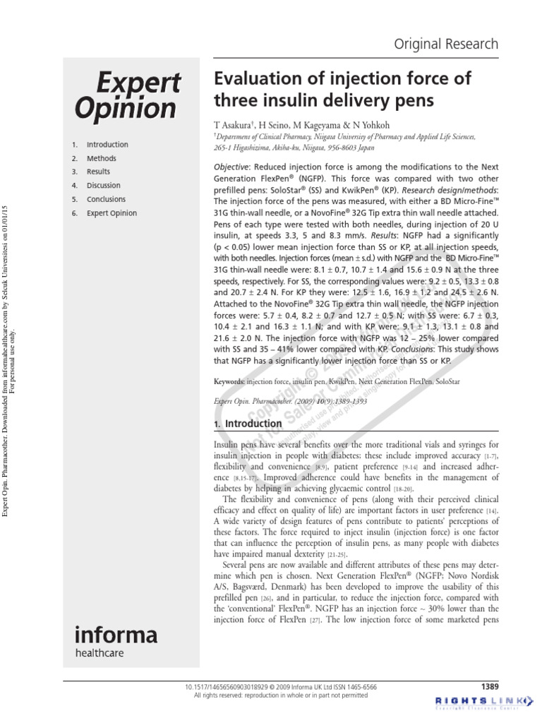 Evaluation of Injection Force of | PDF | Medical Treatments | Health Care