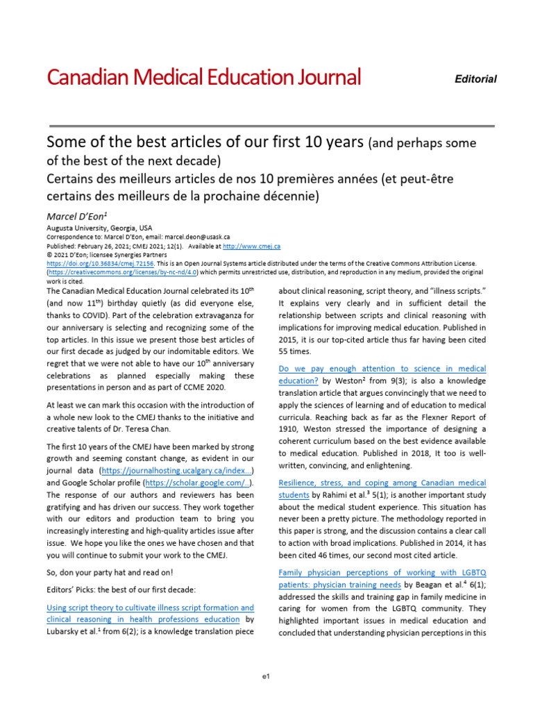 Some of The Best Articles of Our First 10 Years An | PDF | Medical ...
