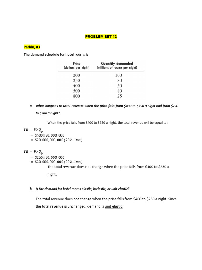 Elasticity Problem Set Analysis | PDF | Demand | Elasticity (Economics)