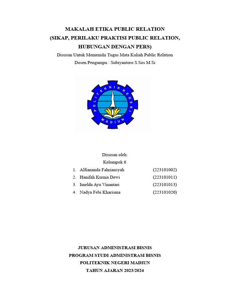 Makalah Etika Public Relation. K6 | PDF