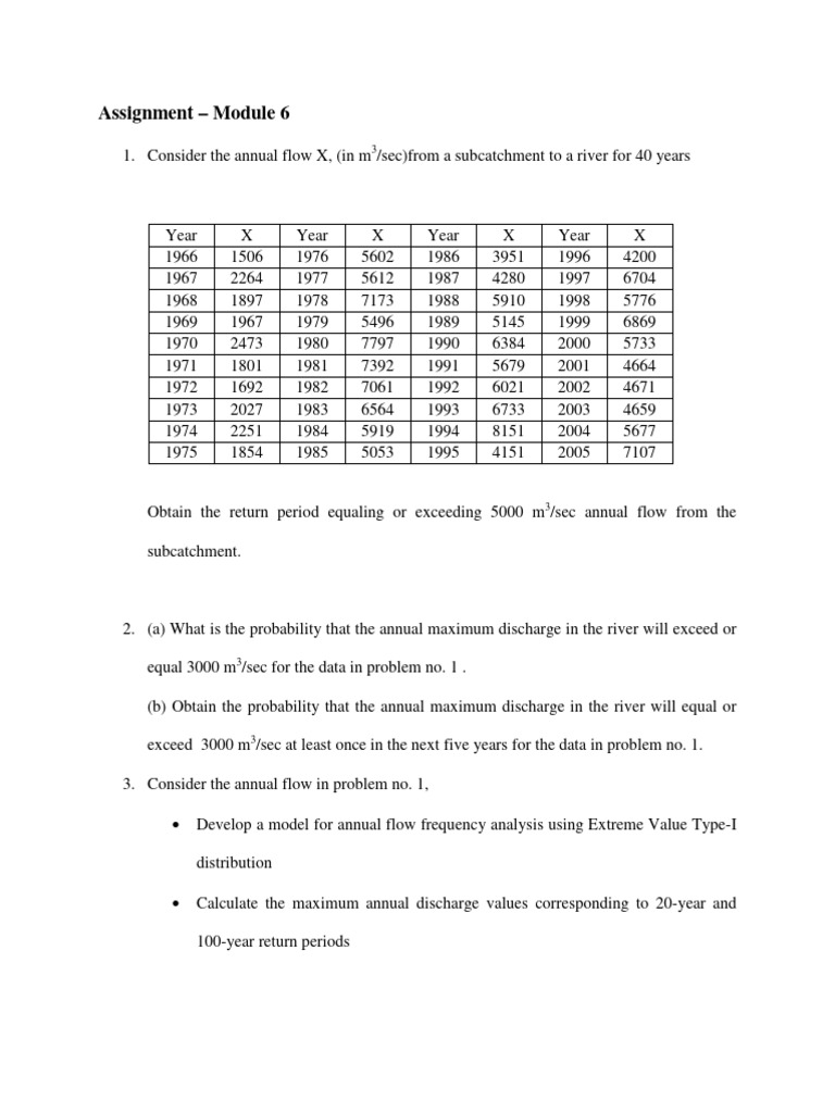 Assignment Module 6 | PDF | Earth Sciences | Statistical Theory Assignment Module 6 | PDF | Earth Sciences | Statistical Theory
