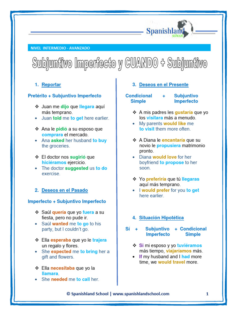 Guía de Subjuntivo para Estudiantes Avanzados | PDF | Lingüística ...