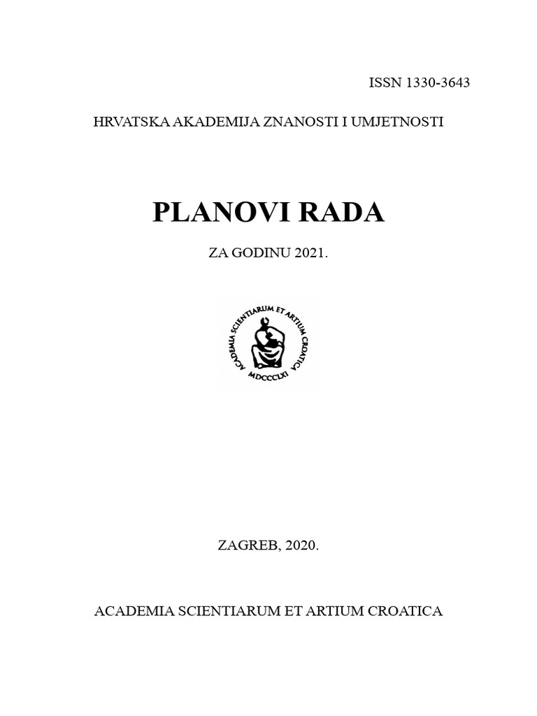 Planovi Rada Hazu 2021 Sve | PDF