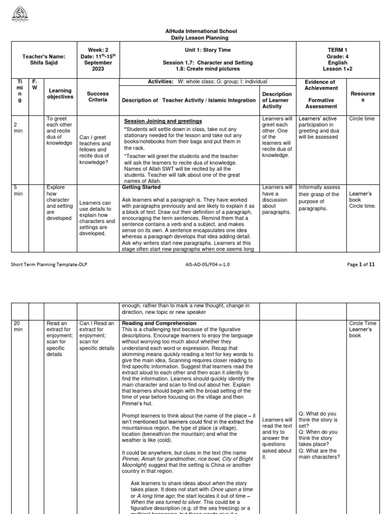 T1 English W2 (4+5) L 1-6 | PDF | Learning | Punctuation