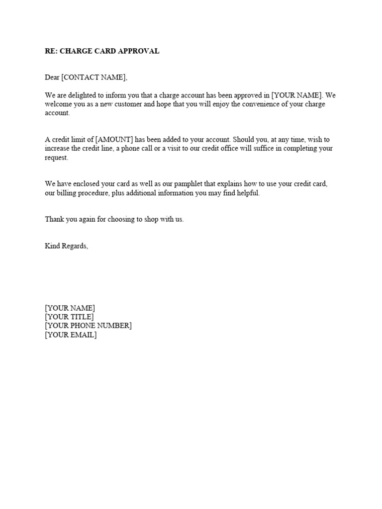 Approval of Customer Charge Card | PDF