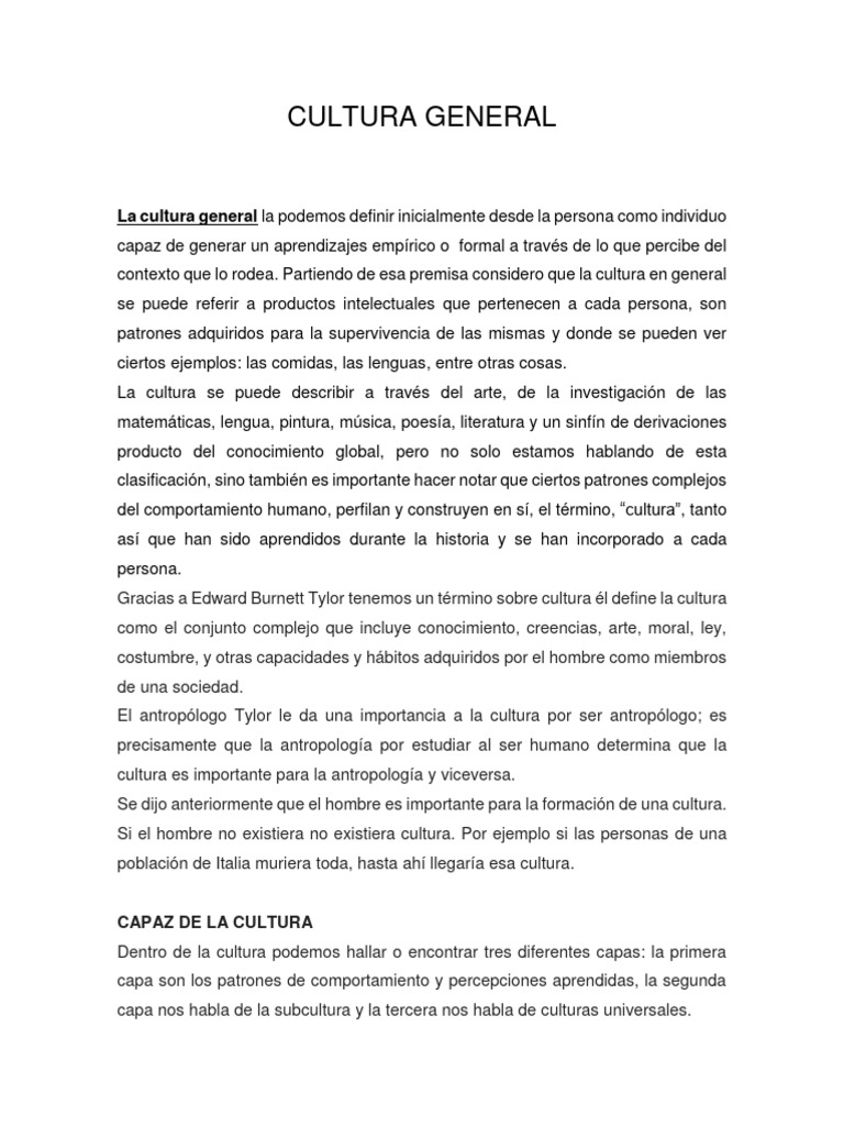 Definición y Tipos de Cultura General | PDF | Sociedad | Antropología