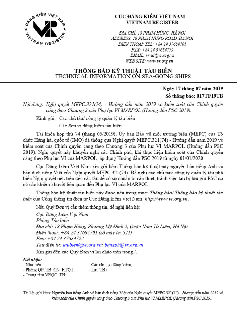 017TI - 19TB - Nghi Quyet - MEPC321-74-PSC-MARPOL ANNEX VI | PDF