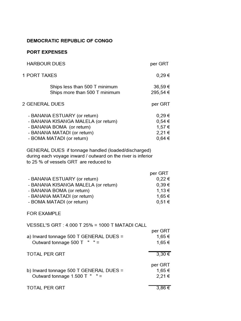 1 Port Taxes 029 Ships Less Than 500 T Minimum 3659 Ships More Than 500 ... 1 Port Taxes 029 Ships Less Than 500 T Minimum 3659 Ships More Than 500 ...