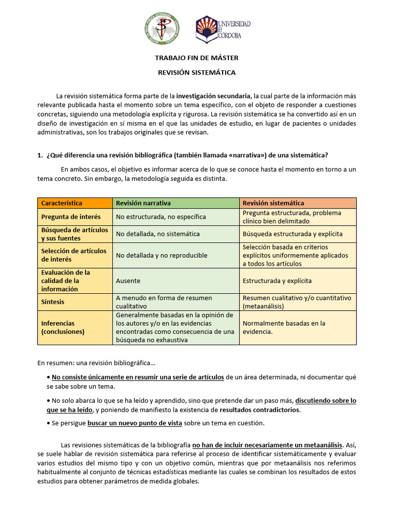 TFM Revisión Sistemática | PDF | Revisión sistemática | Metodología