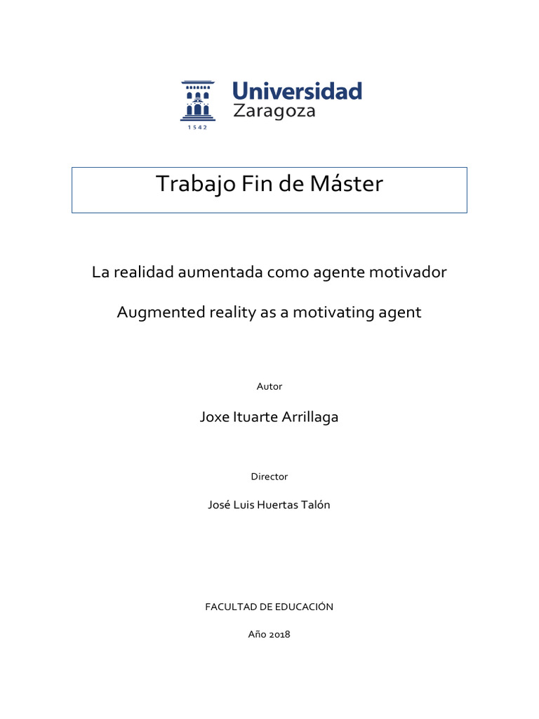TFM Ejemplo | PDF | Realidad aumentada | Enseñando