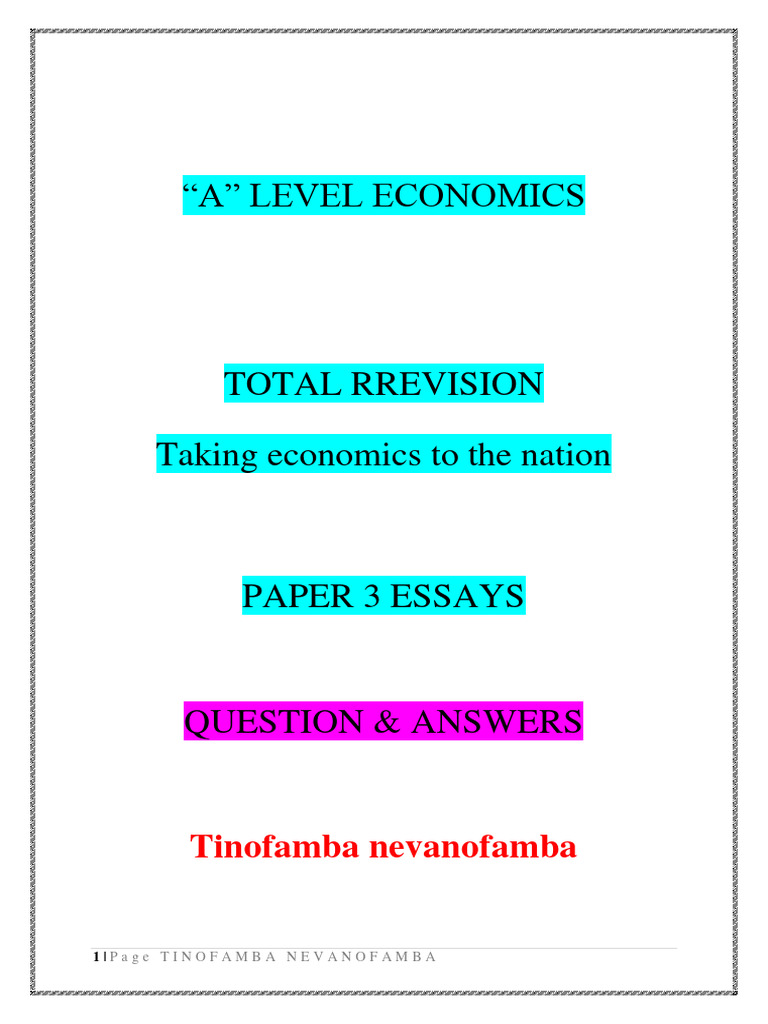 A Level Economics Total Revision | PDF | Externality | Inflation