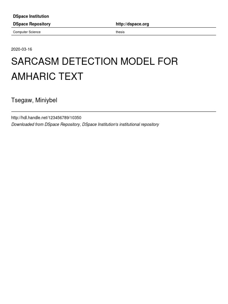 Sarcasm Detection - Miniybel - Tsegaw - July - 2019 - Final - Thesis ...