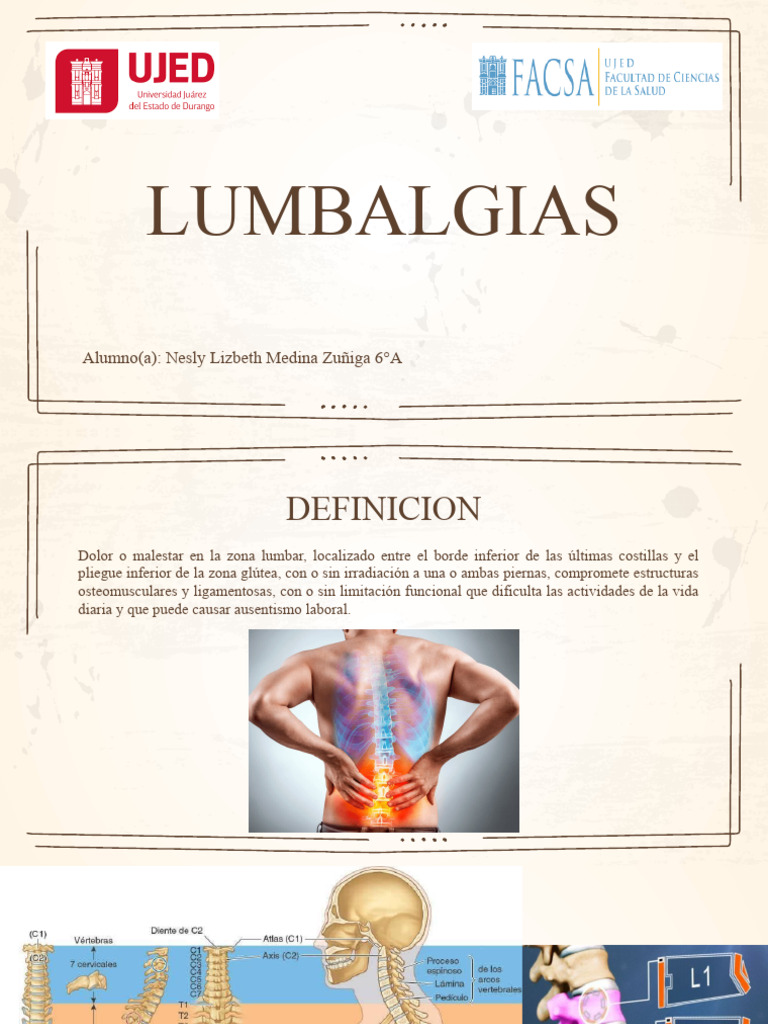 Lumbalgia: Definición y Clasificación | PDF | Dolor lumbar | Dolor