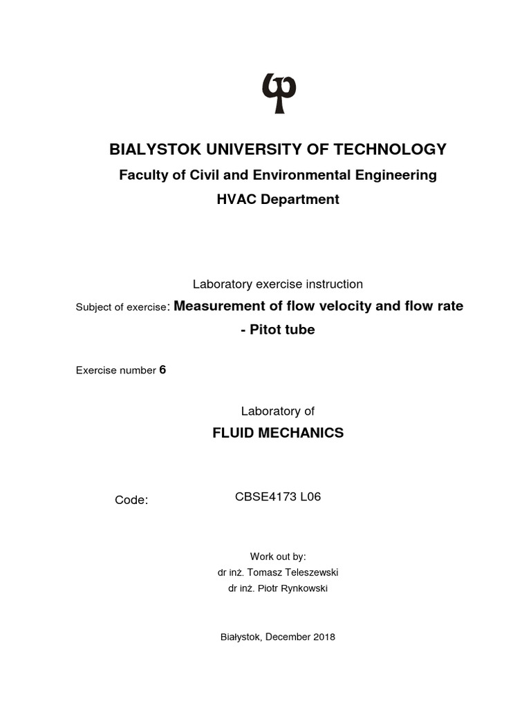 Pitot tube | PDF | Flow Measurement | Fluid Dynamics