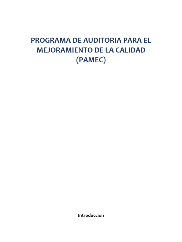 PAMEC - EJEMPLO | PDF | Calidad (comercial) | Evaluación