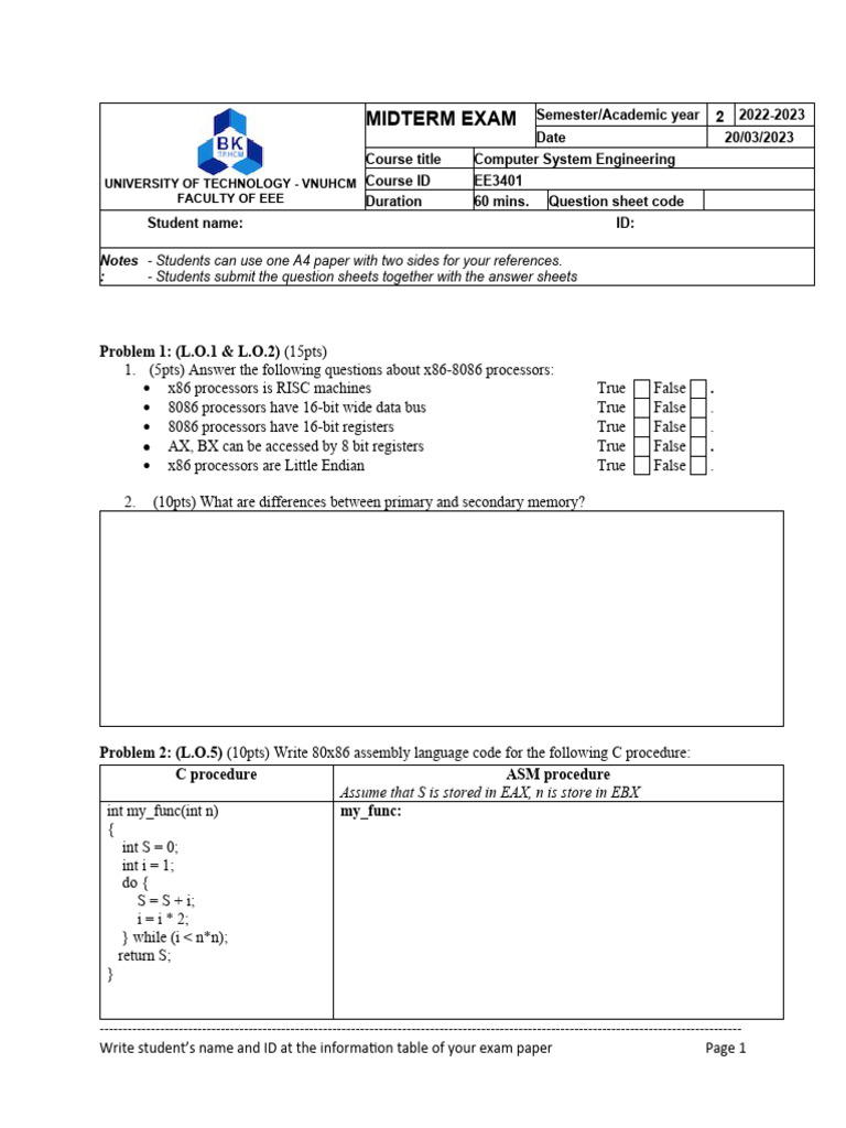 Midterm Exam: Computer System Engineering | PDF | Integrated Circuit | Manufactured Goods