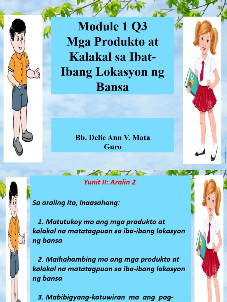 Aralin 2 Mga Produkto at Kalakal Sa Ibat Ibang Lokasyon NG Bansa | PDF