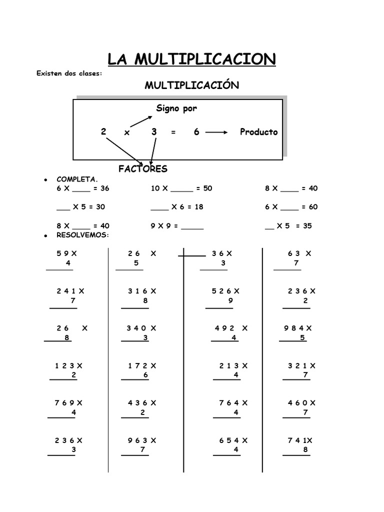 Modelos De Multiplicacion 3er Grado Matemática Para Tercero De