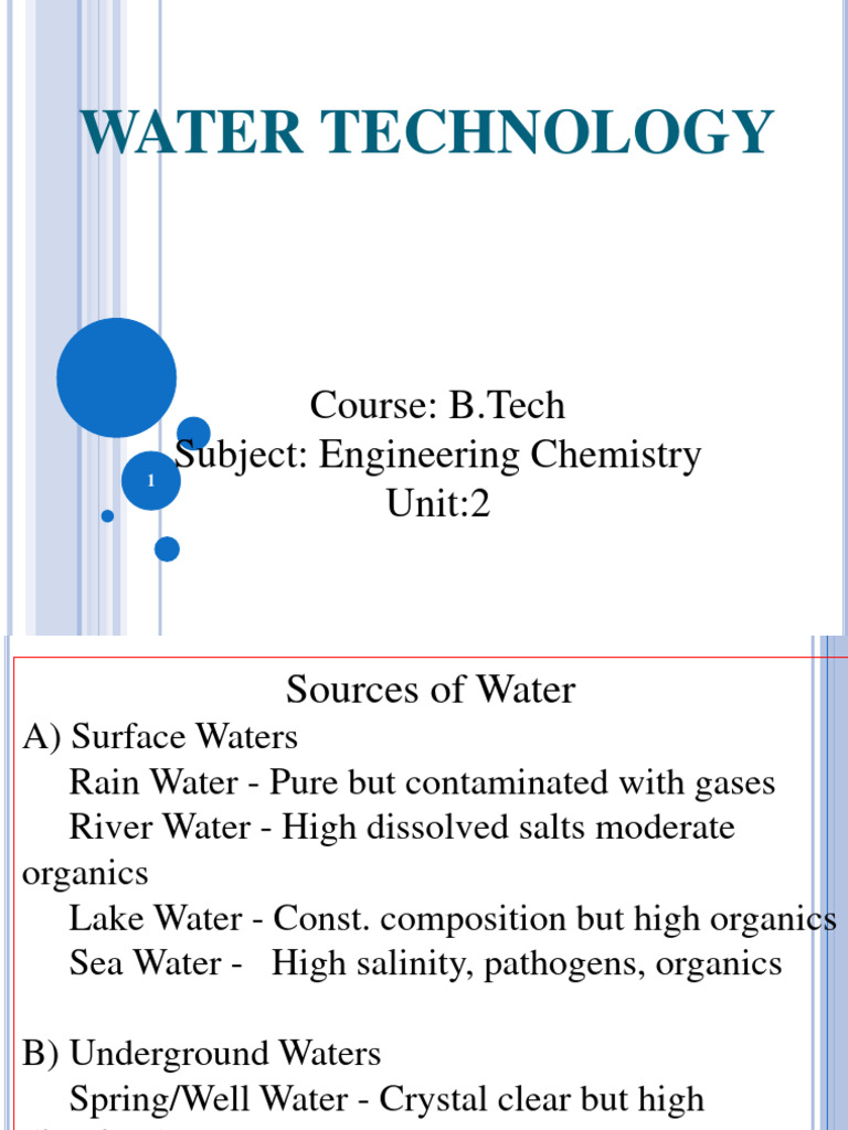 Unit 1 Water Treatment and Technology PPT 1 | PDF | Ion Exchange | Osmosis