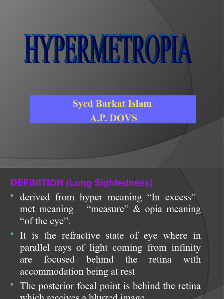 Hypermetropia | PDF | Eye | Optics