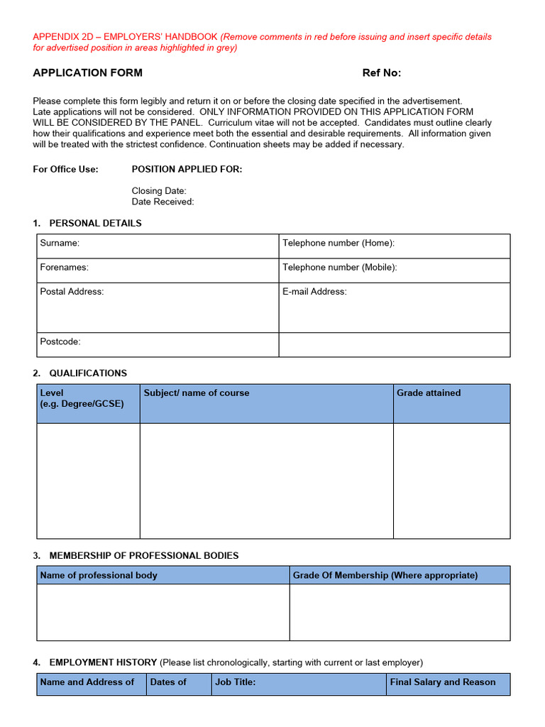 2D Sample Job Application Form 2017 | PDF | Employment