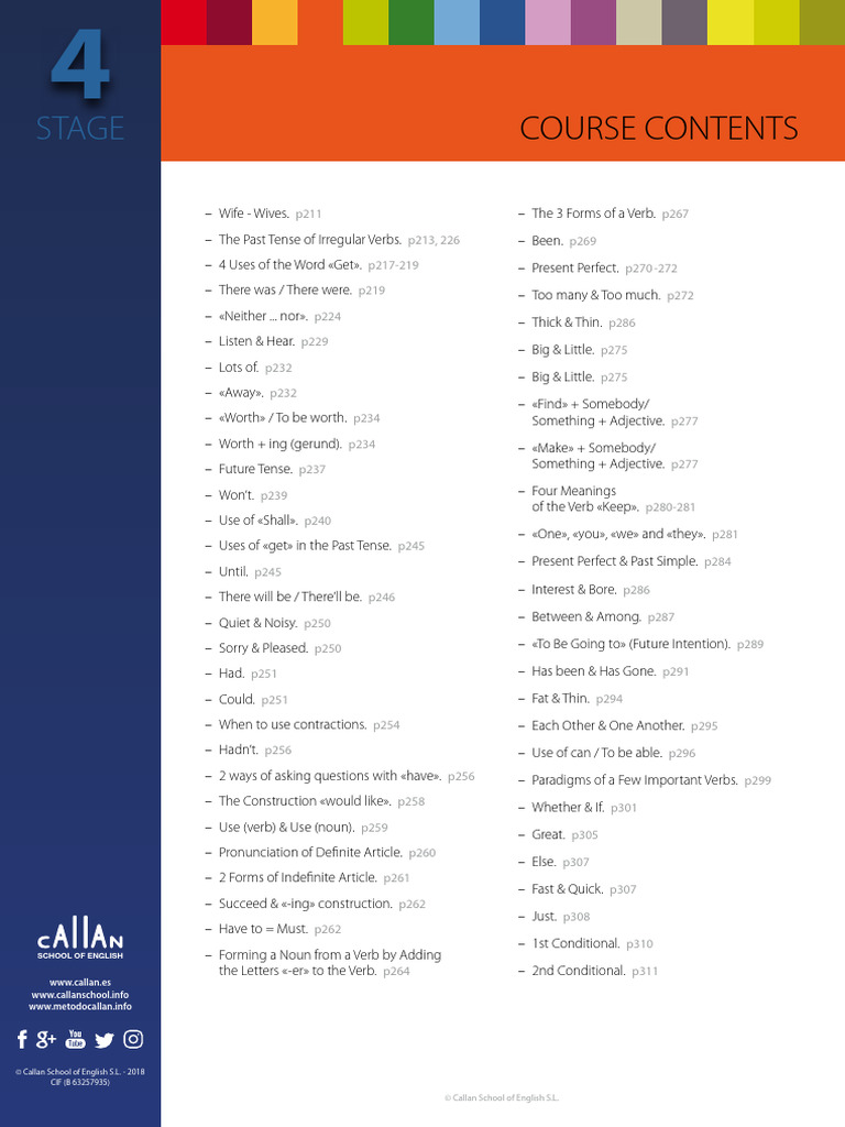 Callan Method Stage 4 Course Outline | PDF | Grammatical Tense ...