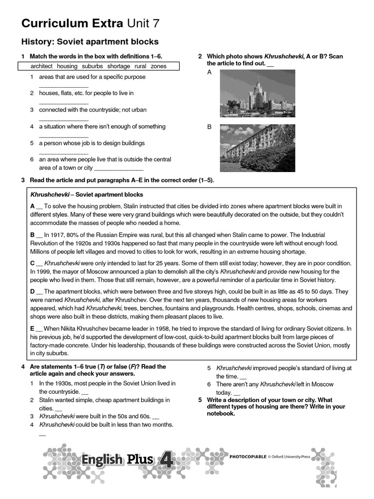 CLIL Unit 7 History | PDF | Apartment | Soviet Union