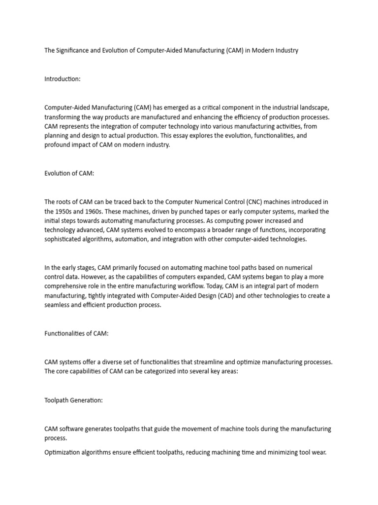 Evolution of Computer-Aided Manufacturing | PDF | Automation | Computer Aided Design