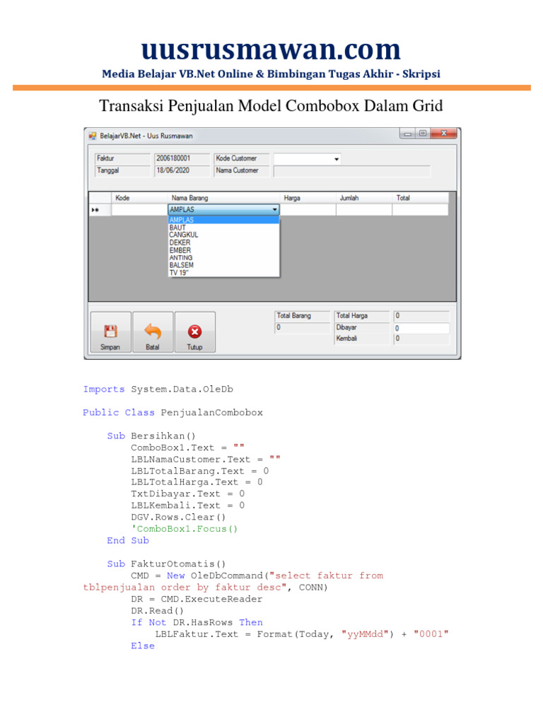 Penjualan Model6 Combobox Dalam Grid | PDF | Computer Engineering | Information Technology