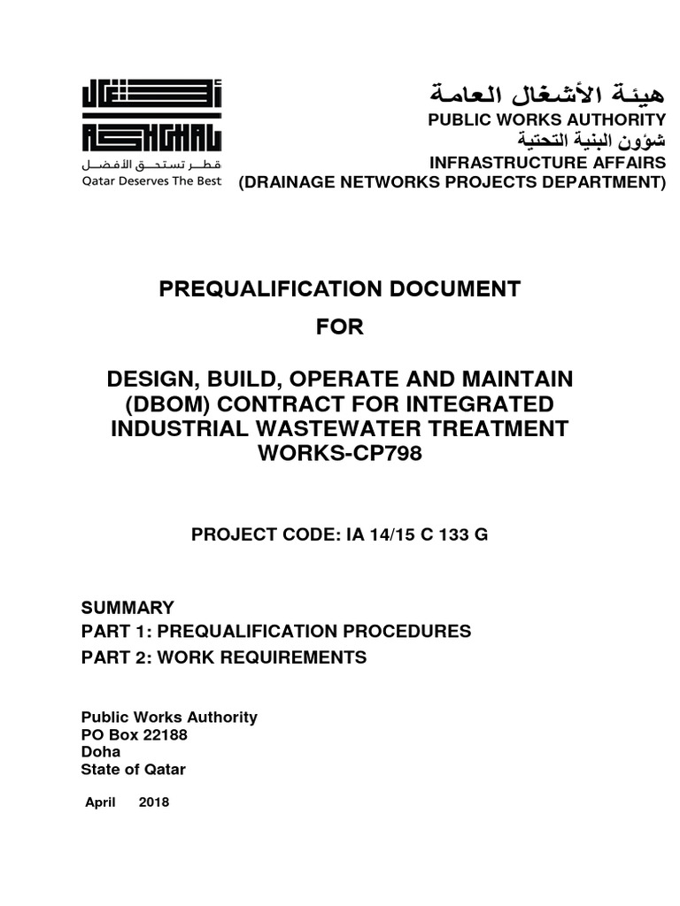 02 PQD Iiwwtw-Cp798 - Part 1 and 2 | PDF | Procurement | Addendum