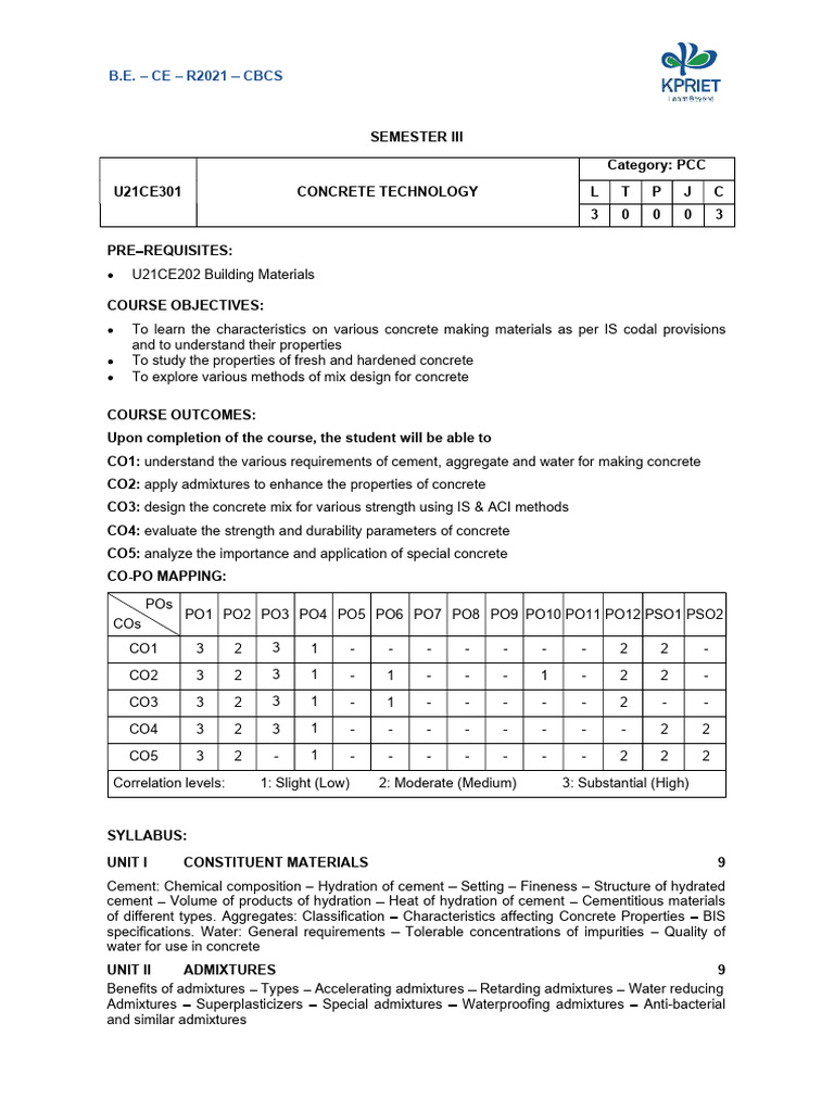 Sample Courses - Co Po Mapping | PDF | Concrete | Building Engineering