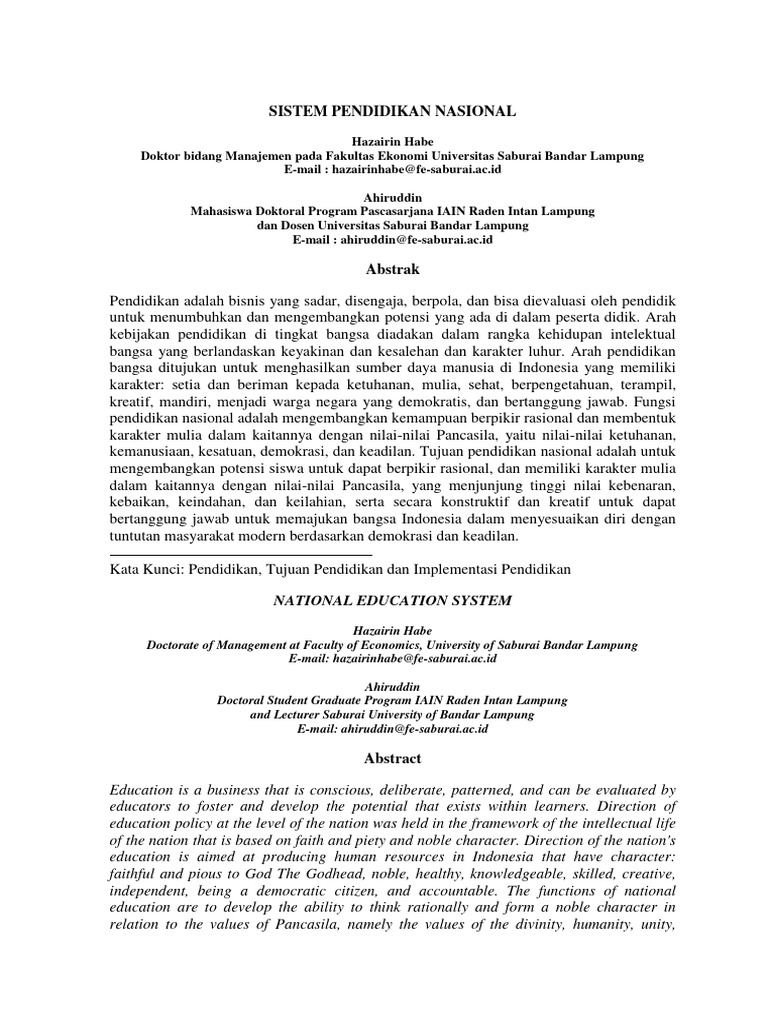 Sistem Pendidikan Nasional | PDF