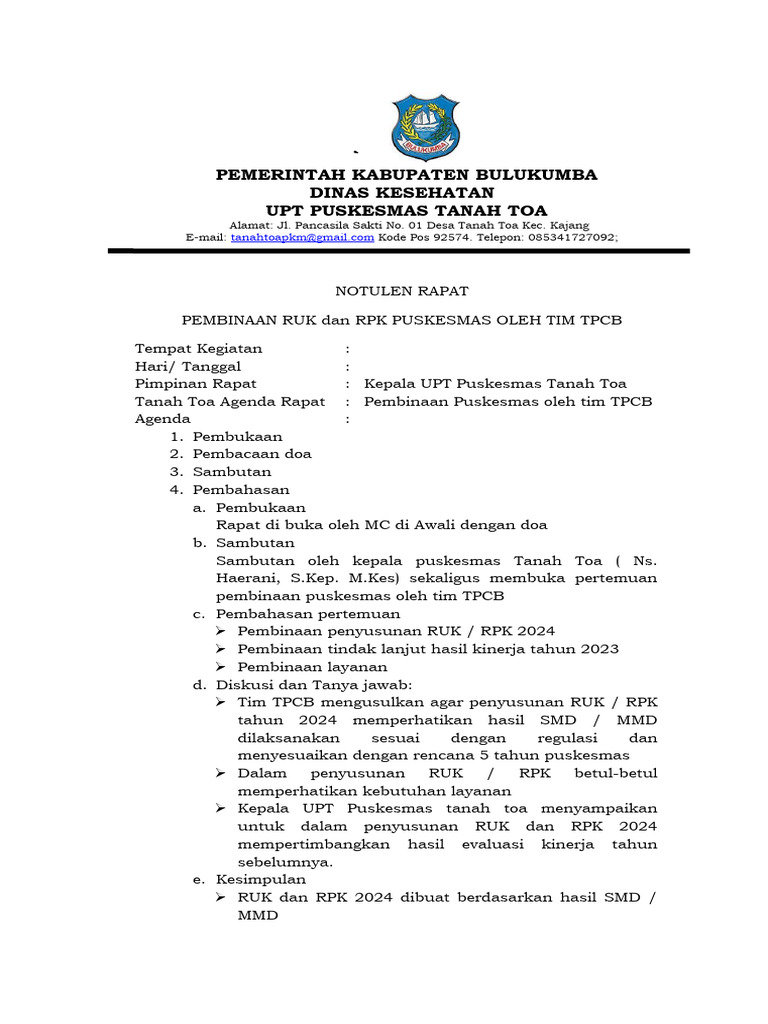 Notulen Rapat TPCB Fix | PDF