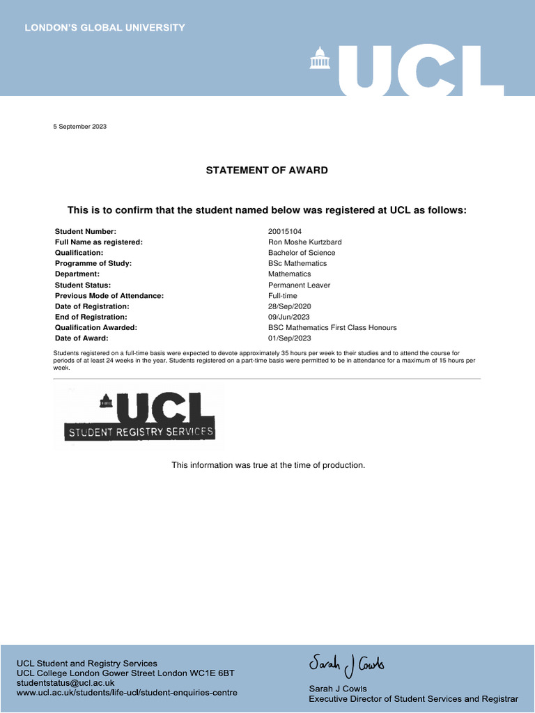 Statement of Award | PDF
