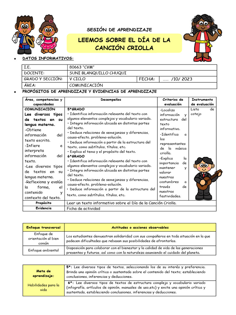 Ses-Juev-Pl-Leemos Afiches Sobre El Día de La Canción Criolla-Jezabel ... Ses-Juev-Pl-Leemos Afiches Sobre El Día de La Canción Criolla-Jezabel ...