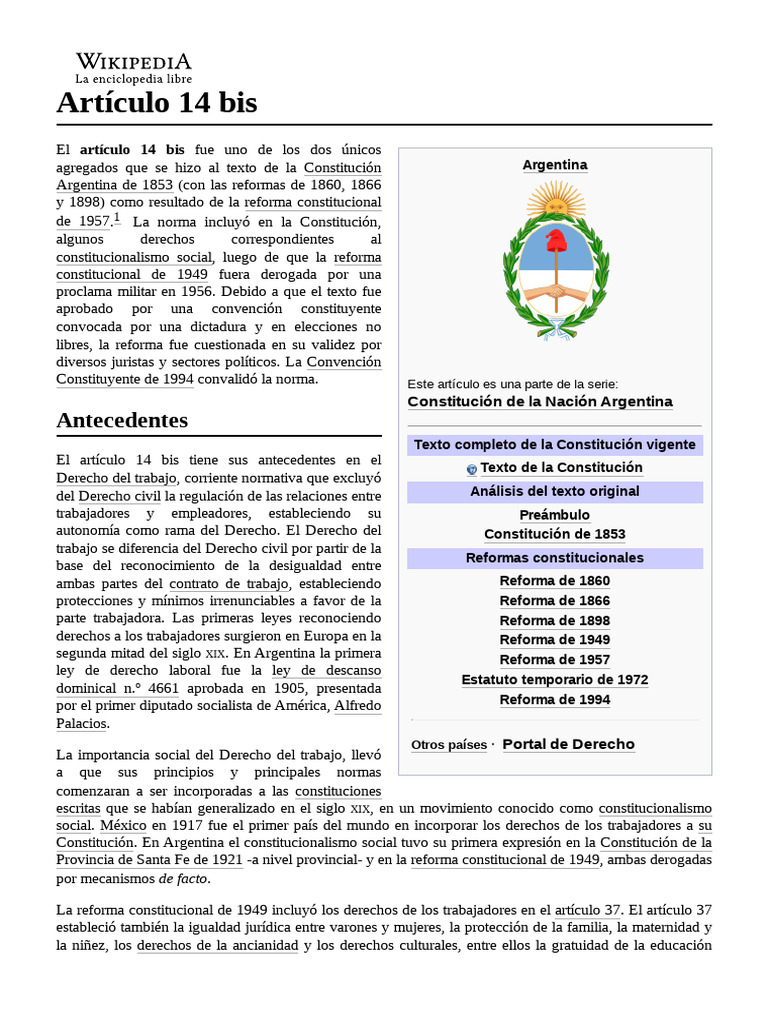 Artículo 14 Bis | PDF | Gobierno | Justicia