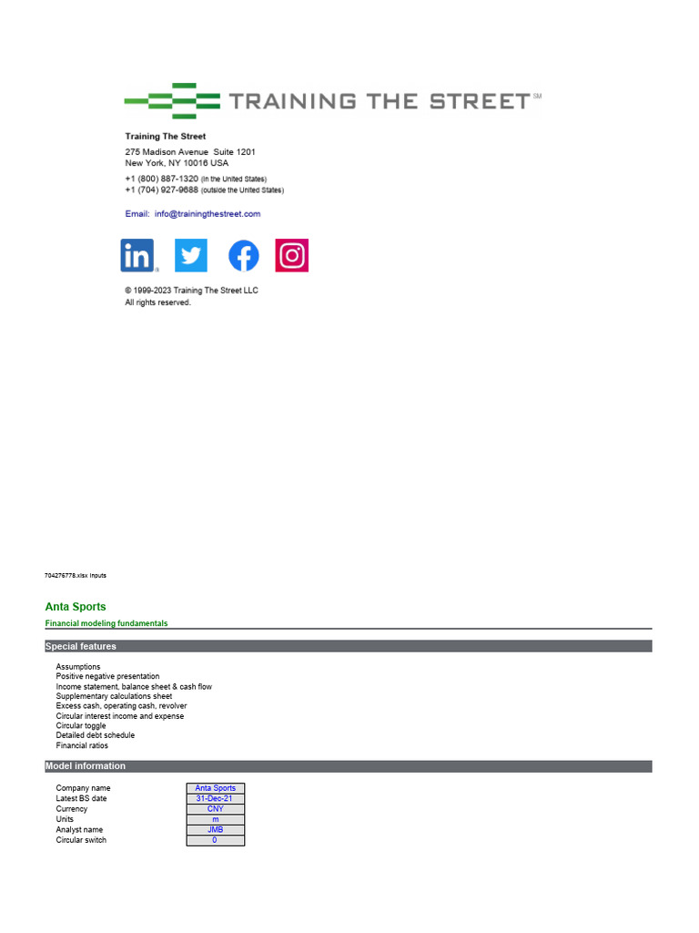 Anta Sports Financial Model Guide | PDF | Balance Sheet | Trade