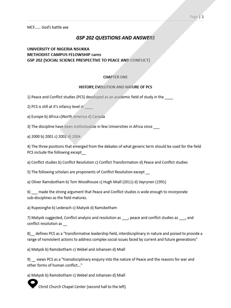 GSP 202 Past Questions for Political Science | PDF | Peacekeeping ...