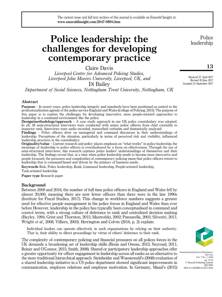 Police Leadership The Challen | Download Free PDF | Leadership | Police