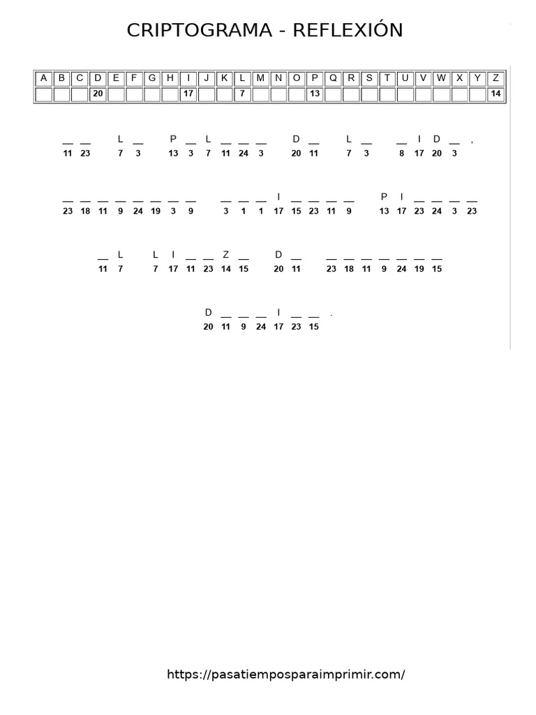 Criptograma para Imprimir - Una Reflexión | Download Free PDF | Puzzles ...