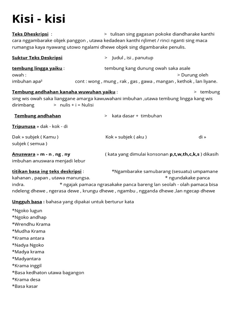 Kisi - Kisi B.jawa - 20231010 - 143804 - 0000 | PDF