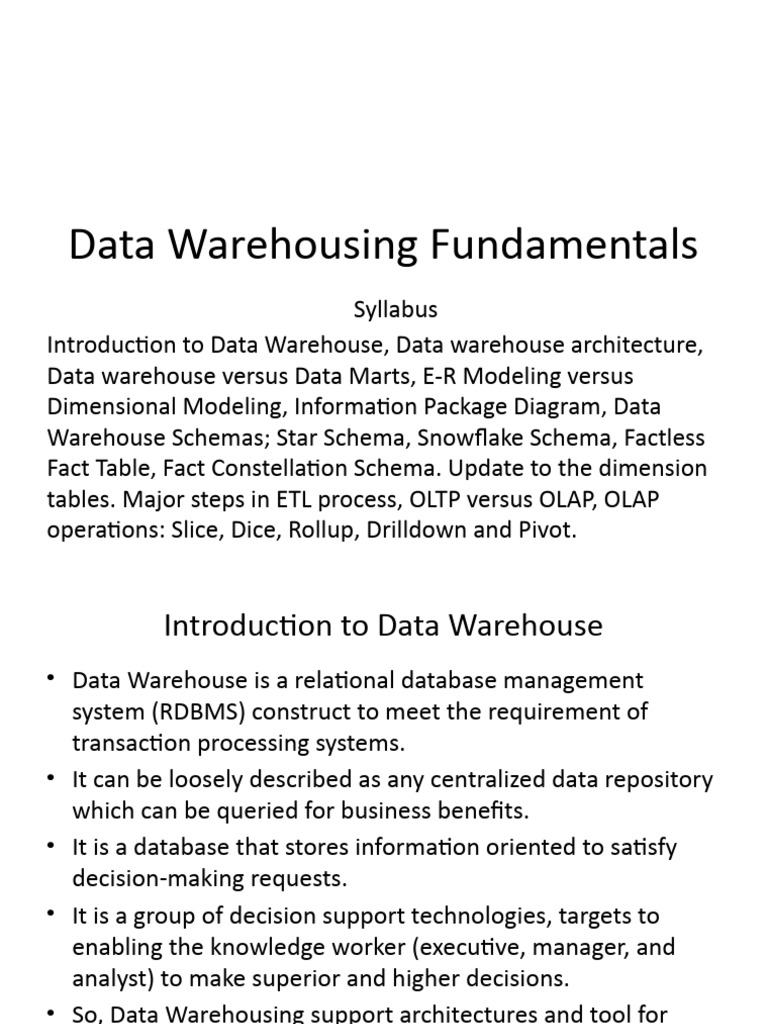 Data Warehousing Fundamentals | PDF | Data Warehouse | Databases